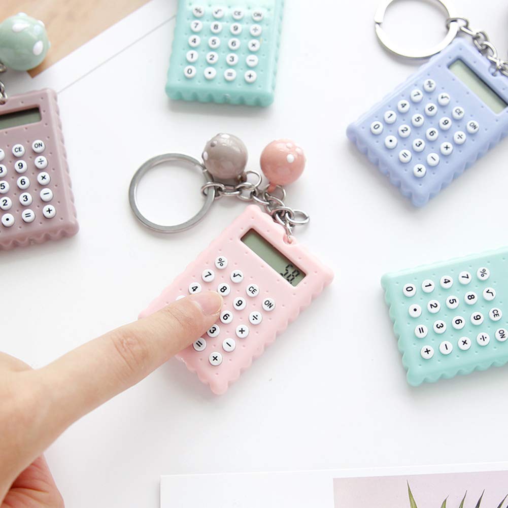 Mini Calculator 8 Digits Cute Cookies Calculator Portable Pockets Key Chain Standard Function Calculator School Office Supplies for Kids Adult, 2.2 x 1.5 Inch