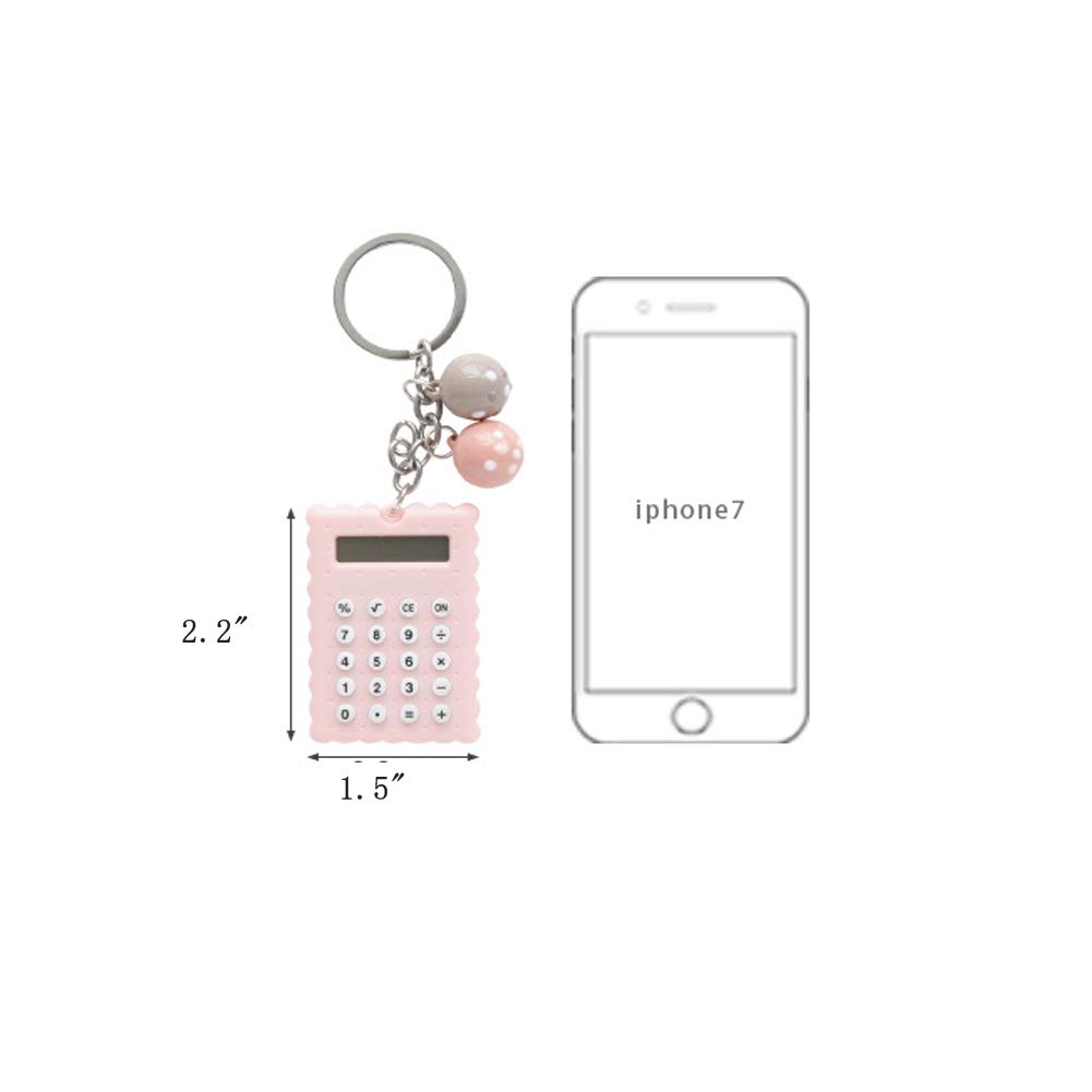 Mini Calculator 8 Digits Cute Cookies Calculator Portable Pockets Key Chain Standard Function Calculator School Office Supplies for Kids Adult, 2.2 x 1.5 Inch