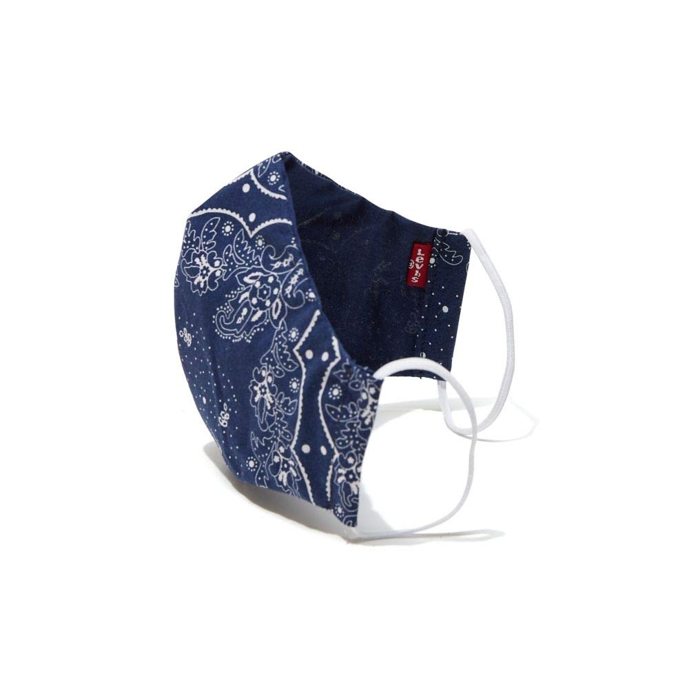 Levi's Re-Usable Bandana Print Reversible Face Mask, Dress Blues/Caviar/Poppy Red, 3 Count (Pack of 1) Large