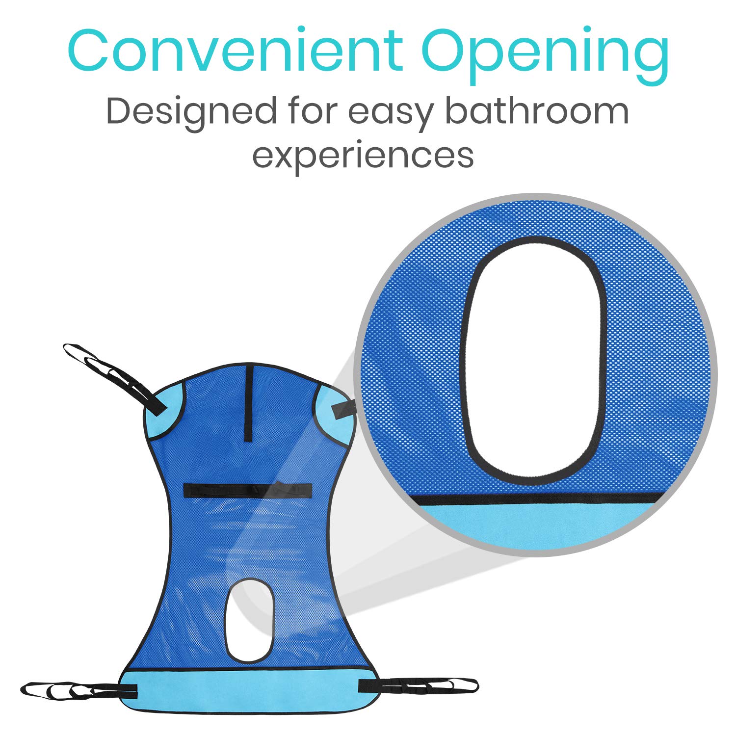 Vive Patient Lift Sling with Opening (400lb Capacity) - Lifting Aid Straps for Transfer - Commode Chair for Hydrolic Medical Full Body Device for Elderly, Bariatric, Nursing, Caregiver - Mesh Support