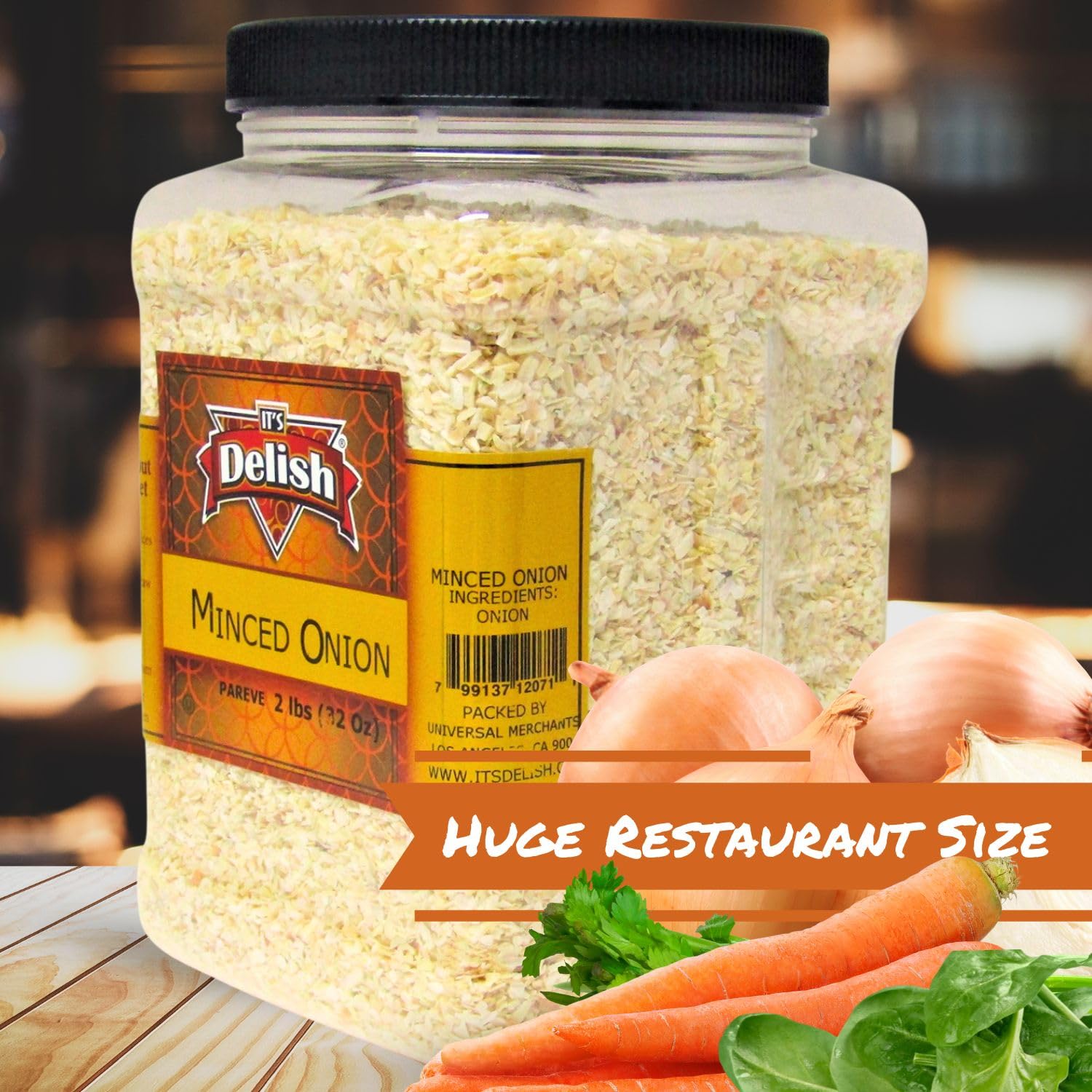Minced Onion by It’s Delish, 2 lbs (32 Oz) Jumbo Container Jar – Dried Onion Flakes | Delicious, Fresh Taste | Dehydrated Onions | No Preservatives, No artificial Flavor Added – Certified Kosher