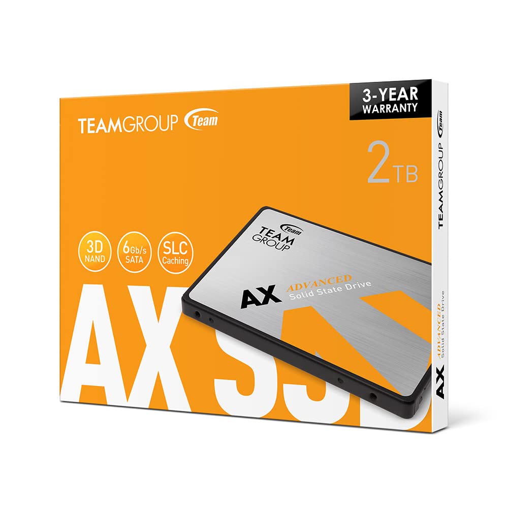 TEAMGROUP AX2 2TB 3D NAND TLC 2.5 Inch SATA III Internal Solid State Drive SSD (Read Speed up to 550 MB/s) Compatible with Laptop & PC Desktop T253A3002T0C101