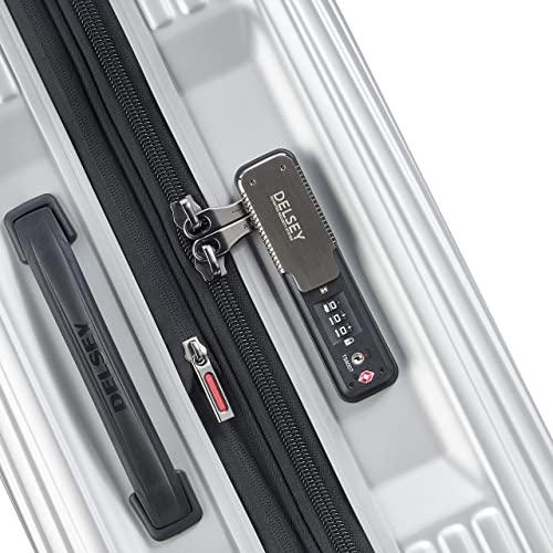 DELSEY PARIS Securitime Expandable Luggage with Spinner Wheels, Silver, Checked-Medium 25 Inch