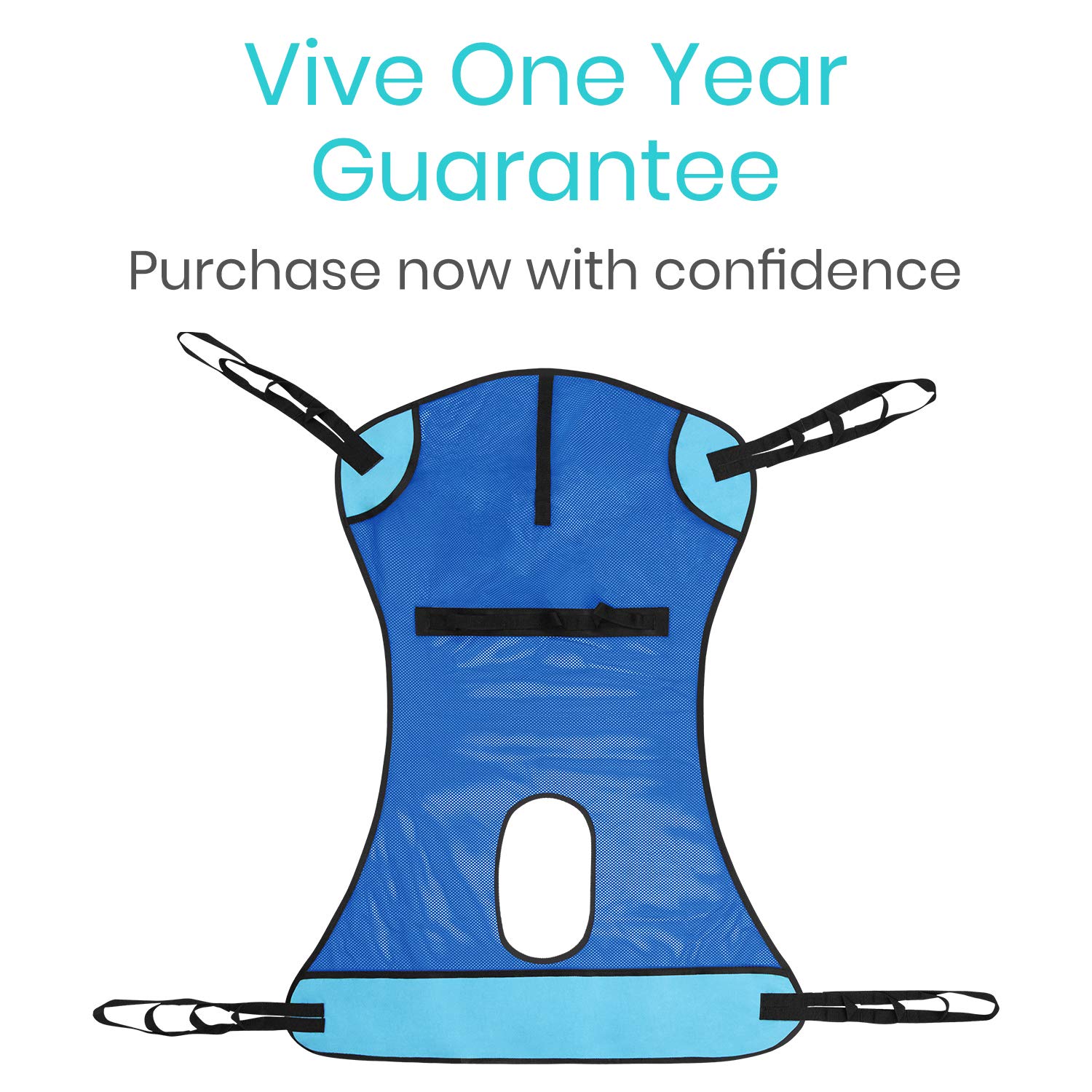 Vive Patient Lift Sling with Opening (400lb Capacity) - Lifting Aid Straps for Transfer - Commode Chair for Hydrolic Medical Full Body Device for Elderly, Bariatric, Nursing, Caregiver - Mesh Support