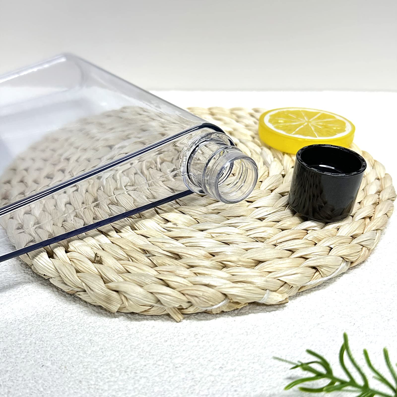 Clear Reusable Slim Flat Water Bottle 420ml - Fits in Pocket Random Corner.Transparent Portable Cup for School,Sports, Travel, Dining