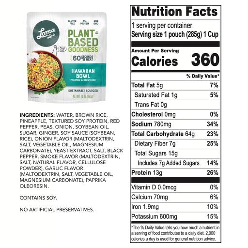 Loma Linda - Plant-Based Complete Meal Solution 10 oz. Packets (Hawaiian Bowl, 6 Pack)