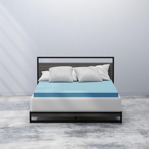 ZINUS 2 Inch Green Tea Cooling Gel Memory Foam Mattress Topper, Cooling Gel Foam, CertiPUR-US Certified, Twin XL, Blue