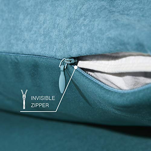 HAPPYMOON Pillowcases with Zipper Queen Size - Zippered Microfiber Pillow Cases for Hair and Skin 2 Pack, Soft Breathable Brushed Pillow Covers Set of 2, 20 X 30 Inches, Teal