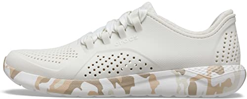 Crocs Women's Literide Pacer Lace-Up Sneakers, Camo/Almost Whi, 7 Women