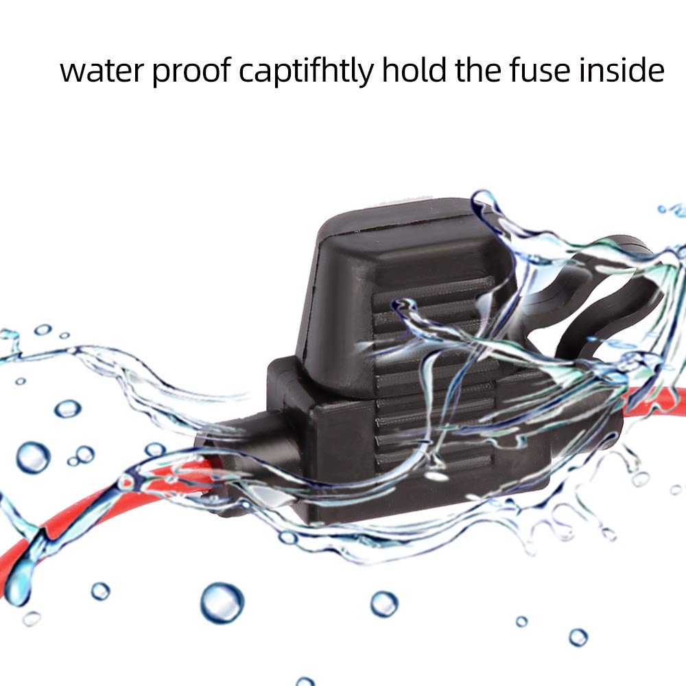 HUIQIAODS 2 Pack Mini Blade Fuse Holder 18 Gauge Waterproof Pigtail Inline Fuse Holder with 5A ATM Fuses
