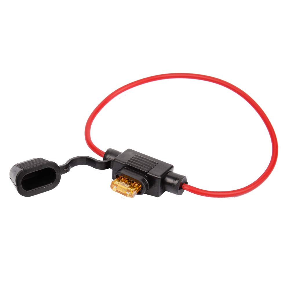 HUIQIAODS 2 Pack Mini Blade Fuse Holder 18 Gauge Waterproof Pigtail Inline Fuse Holder with 5A ATM Fuses