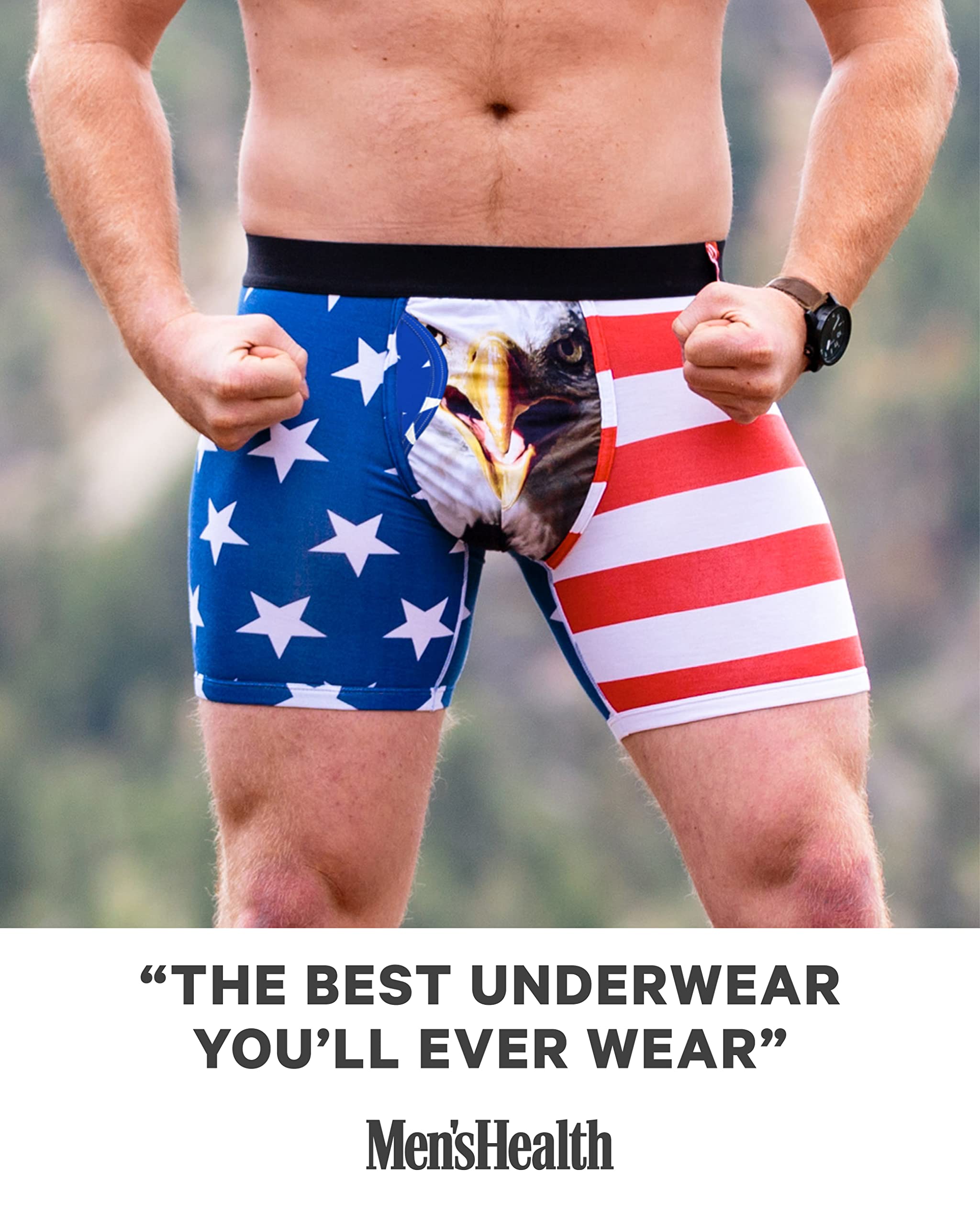 Shinesty Hammock Support Pouch Underwear For Men | Mens Underwear Boxer Briefs with Fly | US Large American Eagle