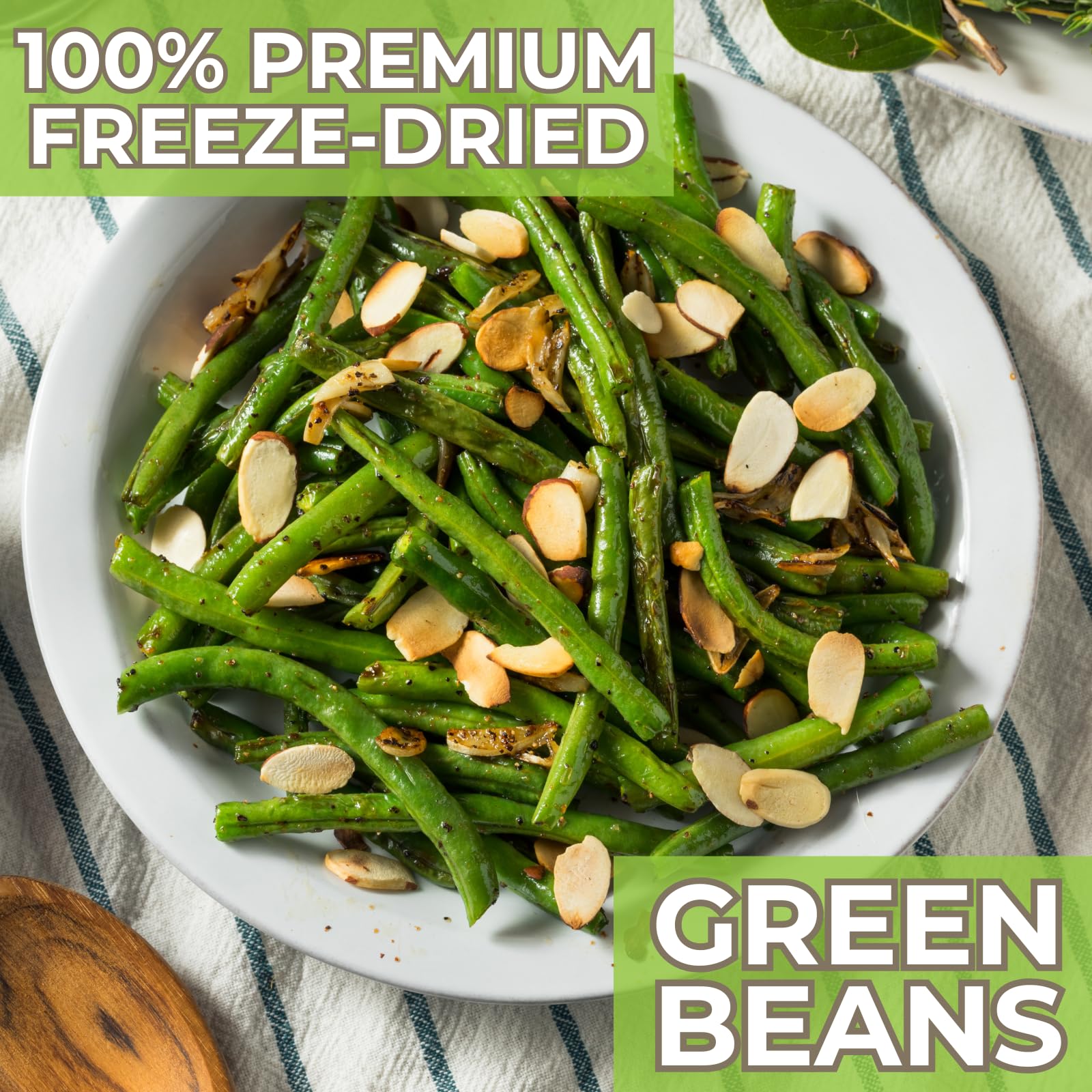 Nutristore Freeze Dried Green Beans | Vegetables for Healthy Snack or Long Term Storage | Emergency Survival Canned Food Supply | Bulk #10 Can Veggies | 25 Year Shelf Life | 20 Servings