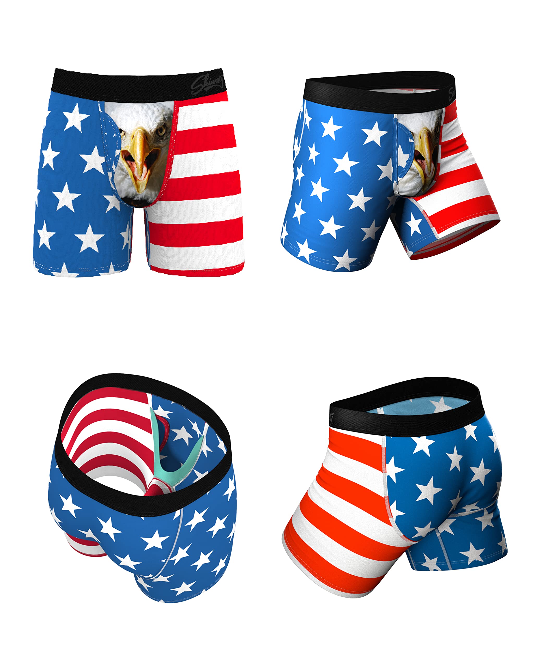 Shinesty Hammock Support Pouch Underwear For Men | Mens Underwear Boxer Briefs with Fly | US Large American Eagle