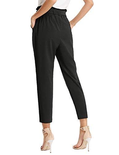 GRACE KARIN Women's Paper Bag Waist Pants Slim Fit Casual Office Pencil Pants Black XL