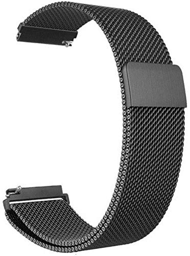 20mm Metal Mesh Magnetic Watch Bands Compatible with Samsung Galaxy 5 Pro 4 Classic Active 2 46mm 45mm 44mm 42mm 40mm Watch, Quick Release Replacement Strap for Samsung Watch 3 41mm Black