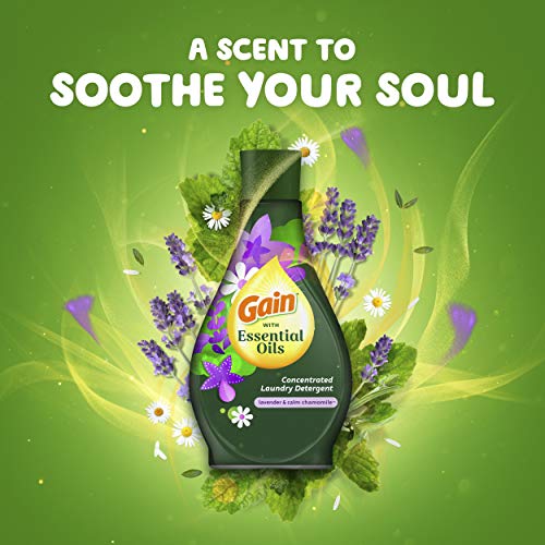Gain with Essential Oils Liquid Laundry Detergent, The Serene Scent, Lavender & Calm Chamomile, Pack of 2, 42 fl oz Each