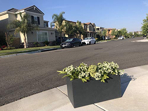 Kante 31.1" L Long Rectangular Concrete Planter, Large Outdoor Indoor Garden Pots with Drainage Hole and Rubber Plug, Charcoal