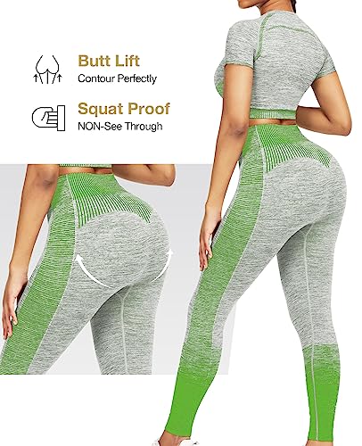 JOYMODE womens workout sets High Waist gym sets for women 2 piece compression workout sets Seamless Leggings Crop Top ropa deportiva para mujer