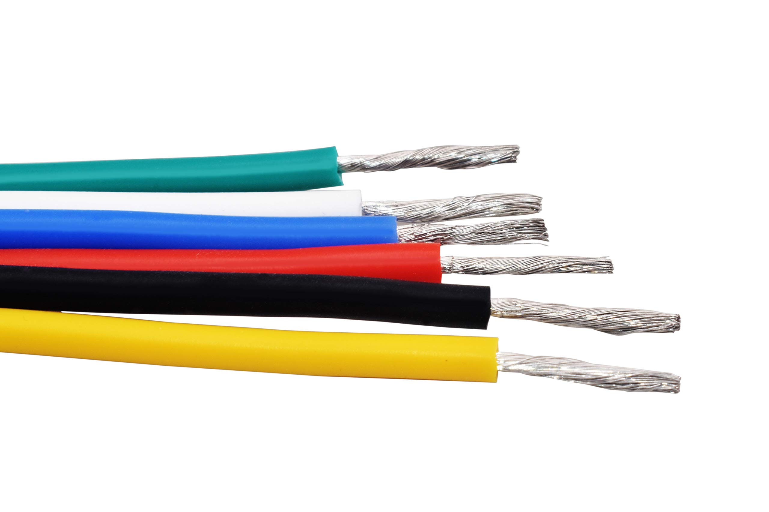 18 AWG Stranded Wire Kit – Silicone Coated Copper Wires 18 Gauge Pre-Tinned 16ft/5m Each Spool, 6 Colors (Black, Red, Yellow, Green, Blue, White), Electrical Jumper Wire Hook Up Wire Kit from Plusivo