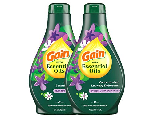 Gain with Essential Oils Liquid Laundry Detergent, The Serene Scent, Lavender & Calm Chamomile, Pack of 2, 42 fl oz Each