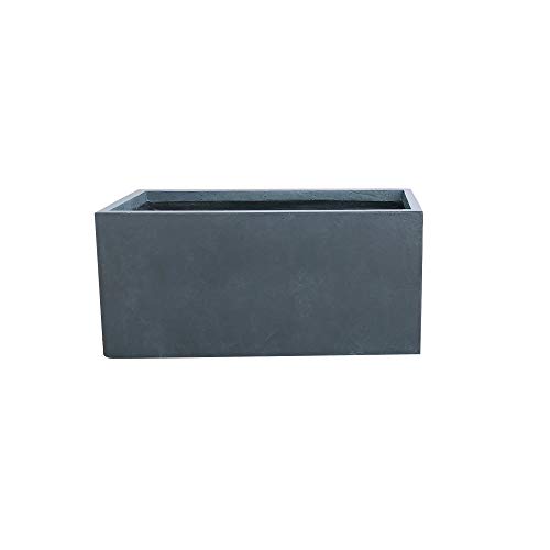 Kante 31.1" L Long Rectangular Concrete Planter, Large Outdoor Indoor Garden Pots with Drainage Hole and Rubber Plug, Charcoal