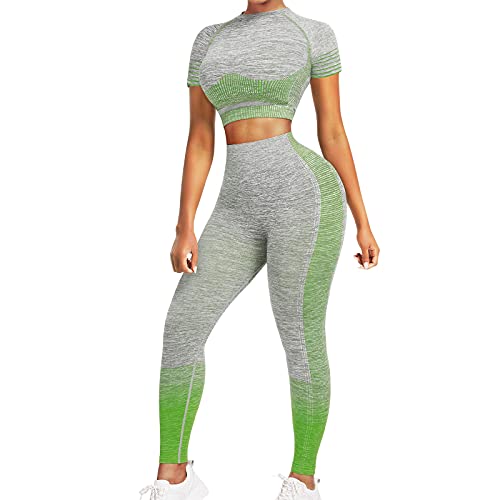 JOYMODE womens workout sets High Waist gym sets for women 2 piece compression workout sets Seamless Leggings Crop Top ropa deportiva para mujer