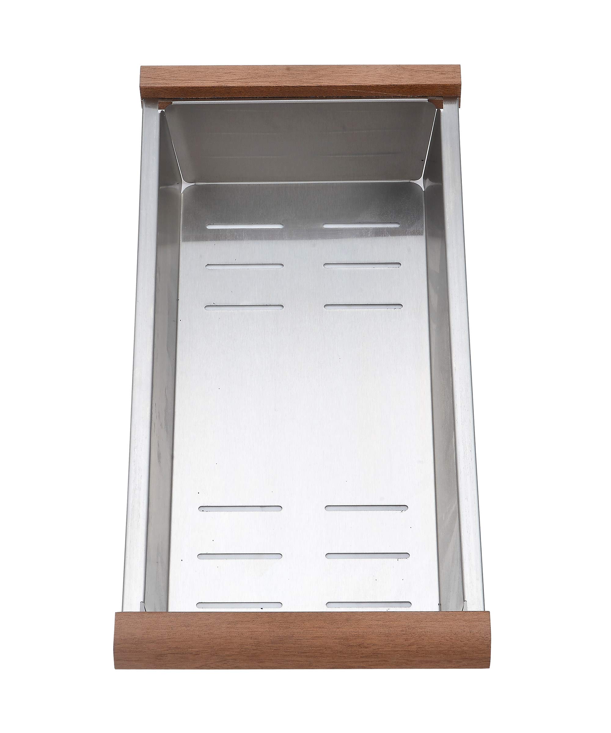 STARSTAR Workstation Ledge Undermount Single Bowl 304 Stainless Steel Kitchen/Yard/Bar/Laundry/Office Sink, With Grid, Wood Hold Colander, Cutting Board, Strainer with Basket (30 x 19 x 10)