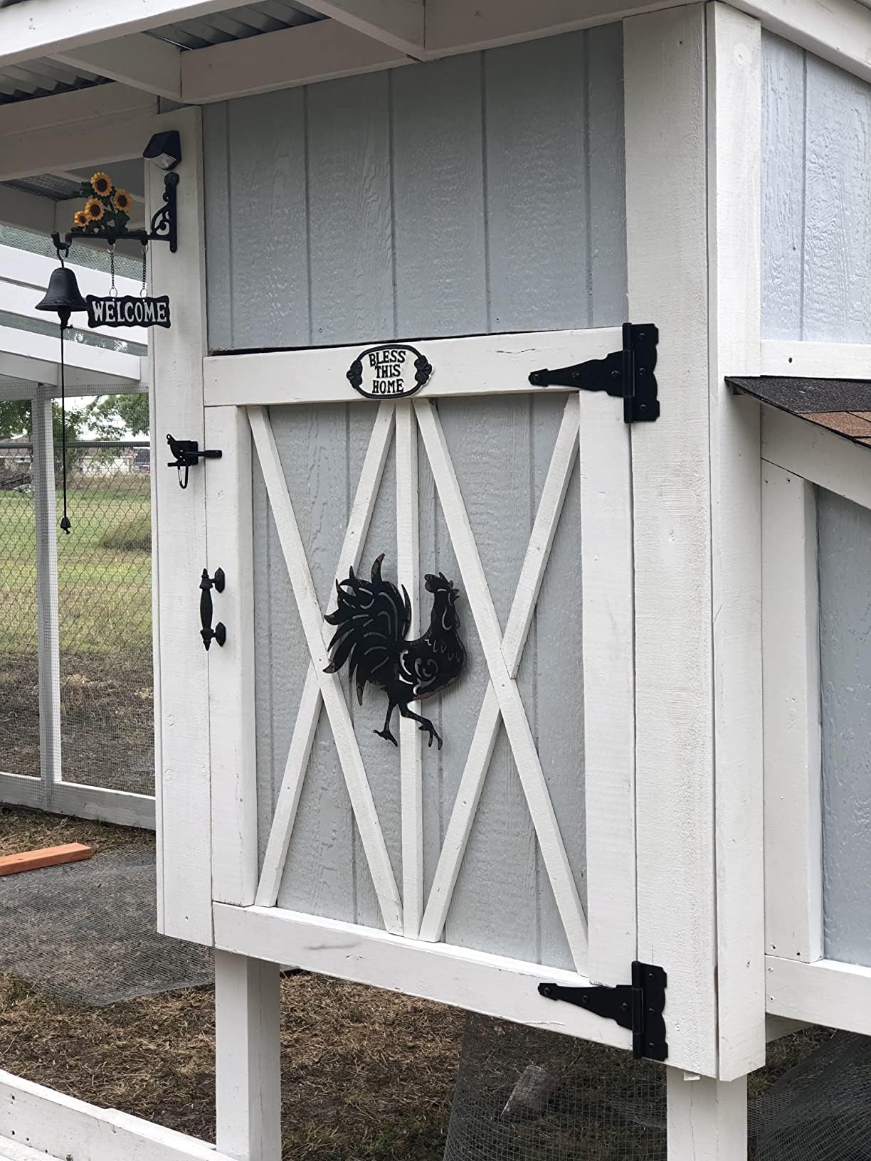 HOME MASTER HARDWARE 8 in Heavy Duty Decorative T Strap Hinge Shed Storage Gate Barns Tee Hinges with Screws Black Finish 6 Pack
