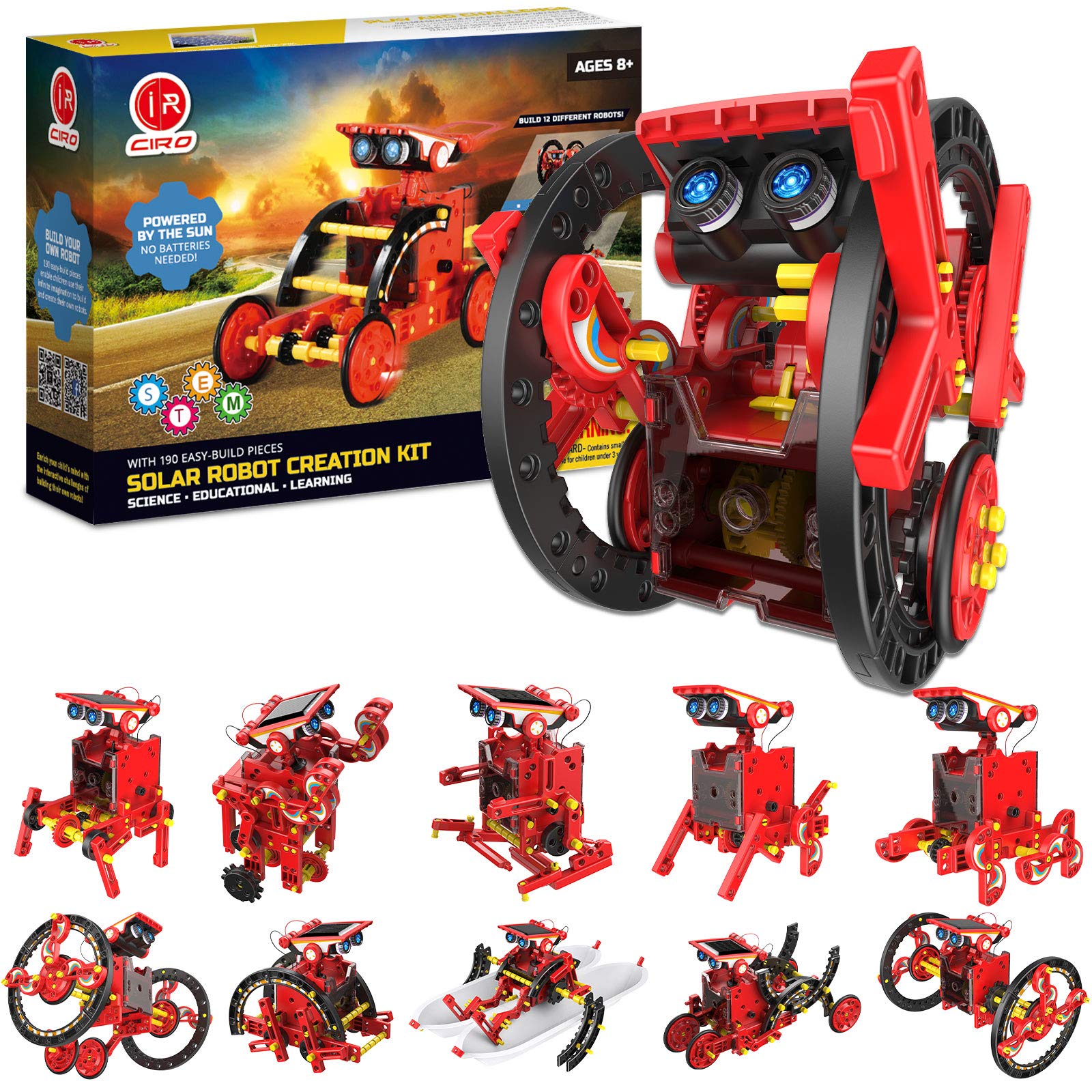 STEM Projects 12-in-1 Solar Robot Toys,Learning Science Experiment Kit, Easy to Build,Gifts for Kids Ages 8+ Year Olds Boys