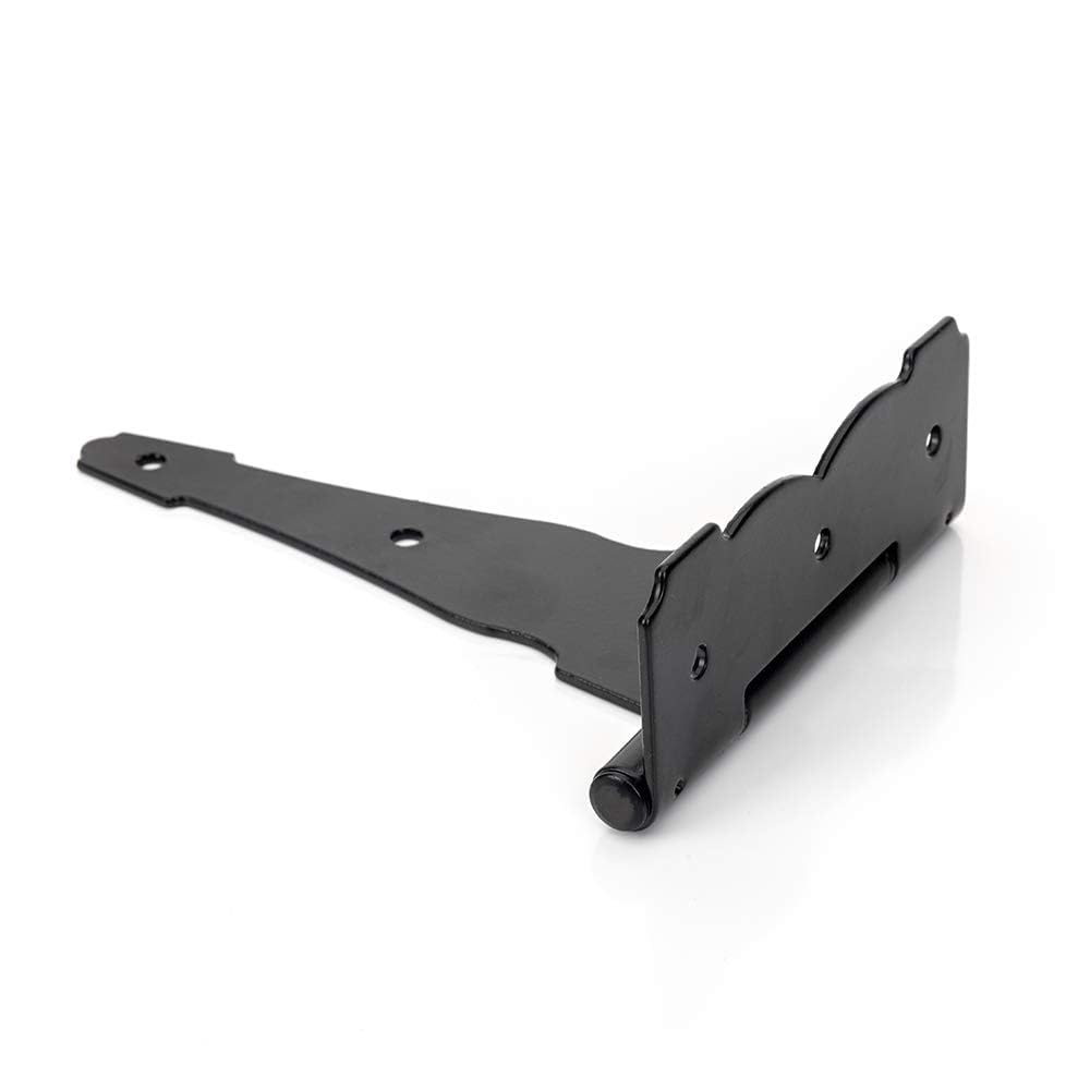 HOME MASTER HARDWARE 8 in Heavy Duty Decorative T Strap Hinge Shed Storage Gate Barns Tee Hinges with Screws Black Finish 6 Pack