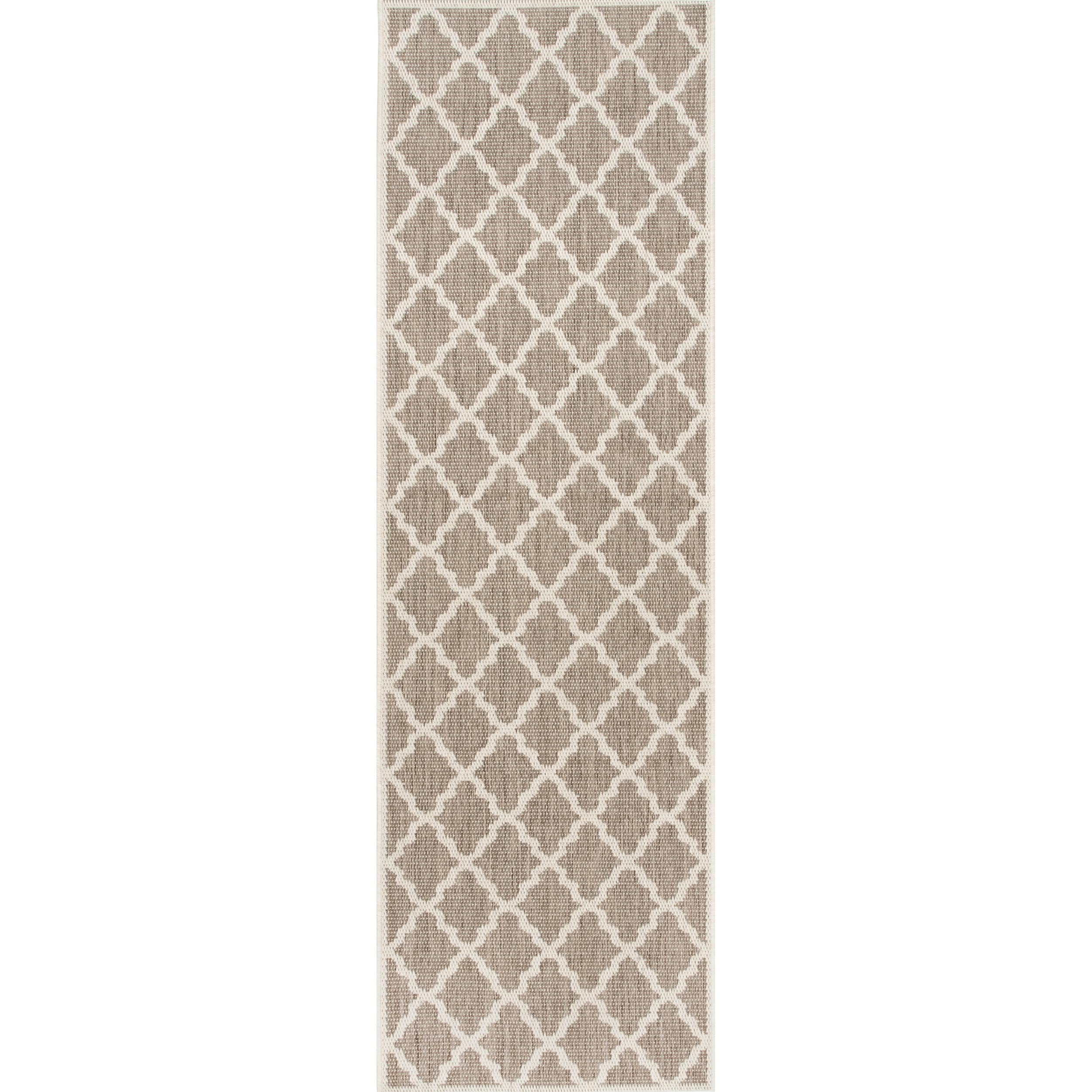 nuLOOM 2' x 8' Outdoor Performance Area Rug, OEKO-TEX Certified, Weather Resistant, High Traffic, Patio, Balcony, Outside, Gina Taupe