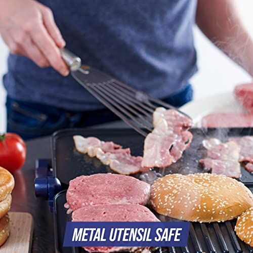 Blue Diamond Ceramic Nonstick, Electric Contact Sizzle Griddle, Open Flat Design, Dishwasher Safe Removable Plates, Adjustable Temperature Control, PFAS-Free, Blue