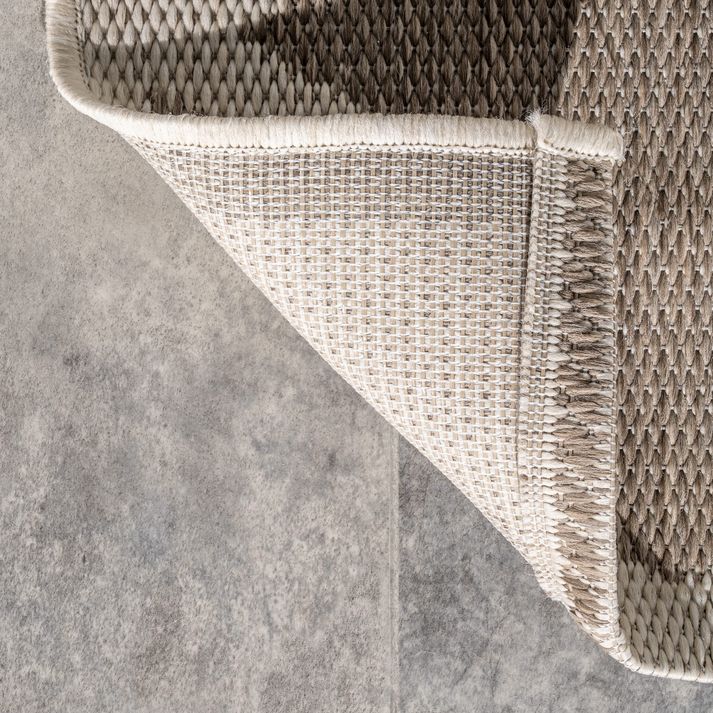 nuLOOM 2' x 8' Outdoor Performance Area Rug, OEKO-TEX Certified, Weather Resistant, High Traffic, Patio, Balcony, Outside, Gina Taupe
