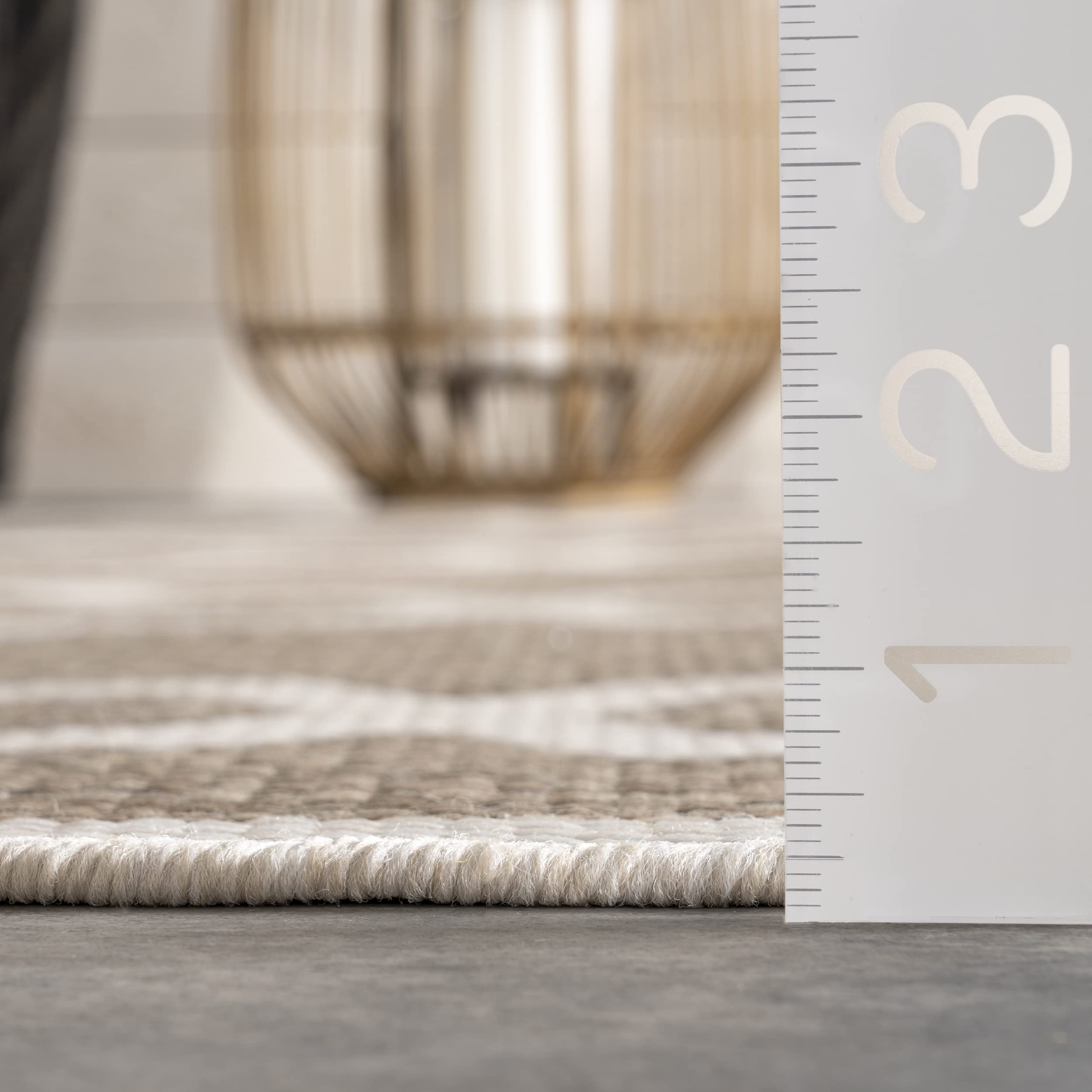 nuLOOM 2' x 8' Outdoor Performance Area Rug, OEKO-TEX Certified, Weather Resistant, High Traffic, Patio, Balcony, Outside, Gina Taupe