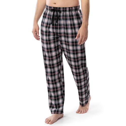 Fruit of the Loom Men's Yarn-dye Woven Flannel Pajama Pant, Black Plaid, X-Large