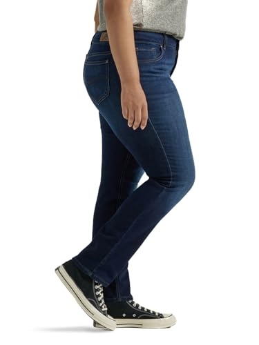 Lee Women's Plus Size Legendary Mid Rise Straight Leg Jean Nightshade 16 Plus Petite