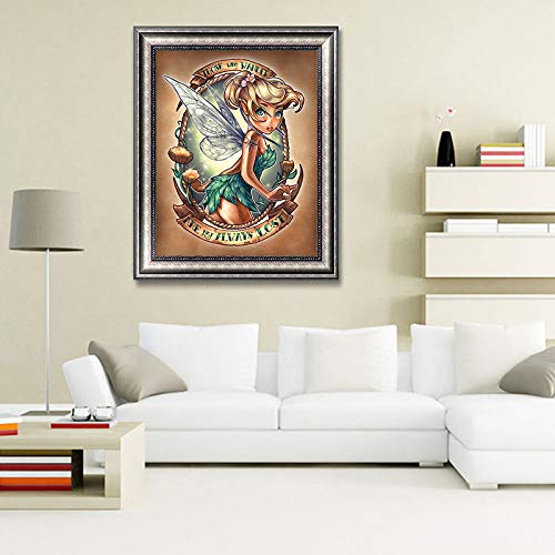 5D Diamond Painting Kit Paint by Numbers Kit for Adults or Kids,Tinkerbell Angel Princess Full Drill Crystal Rhinestone Diamond Embroidery Paintings Cross Stitch DIY Arts Craft Canva for Decor,16"x12"
