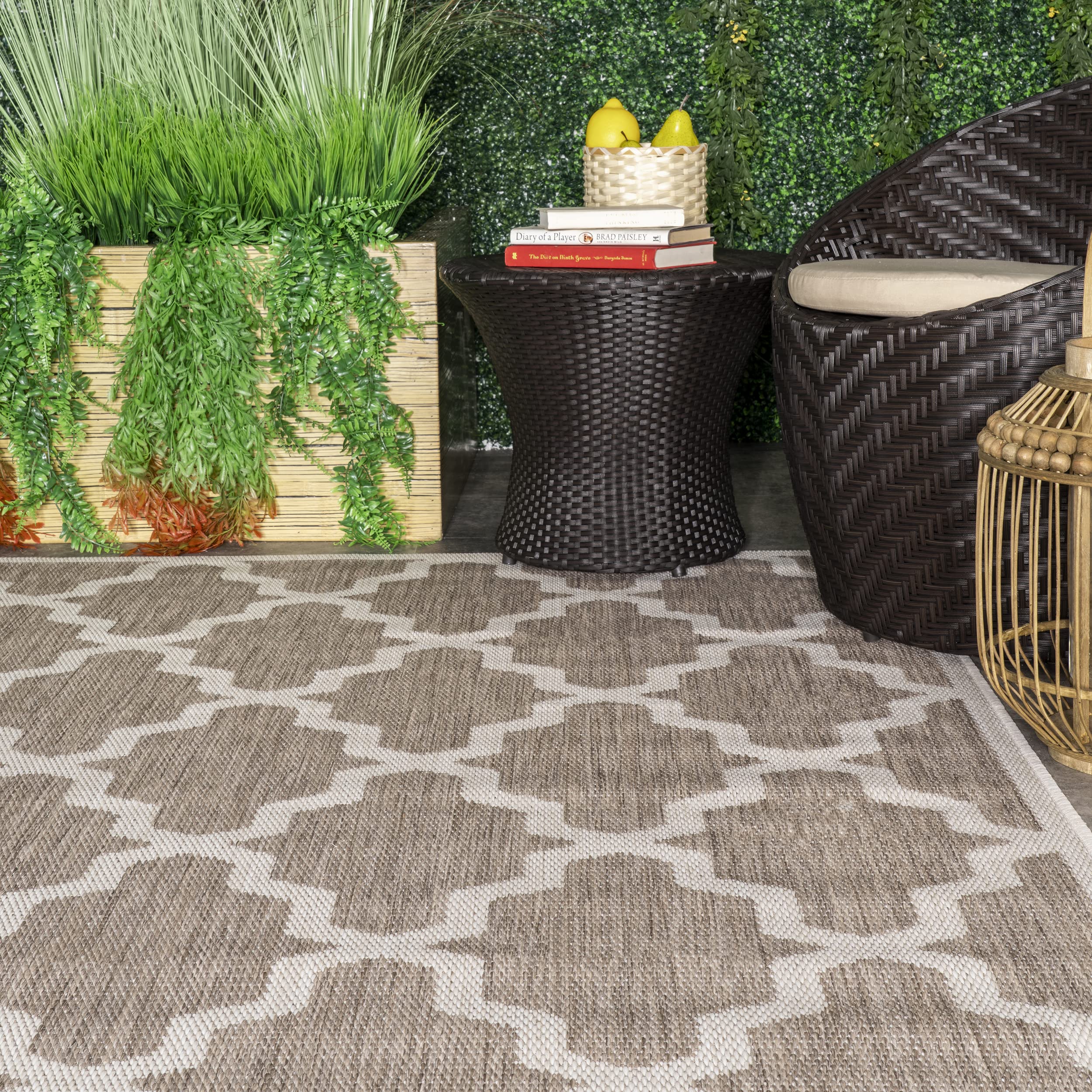 nuLOOM 2' x 8' Outdoor Performance Area Rug, OEKO-TEX Certified, Weather Resistant, High Traffic, Patio, Balcony, Outside, Gina Taupe