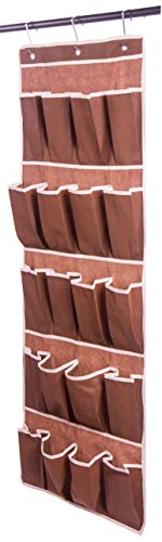 Amelitory Over the Door Shoe Organizer 20 Pockets Hanging Shoe Storage Fabric Coffee