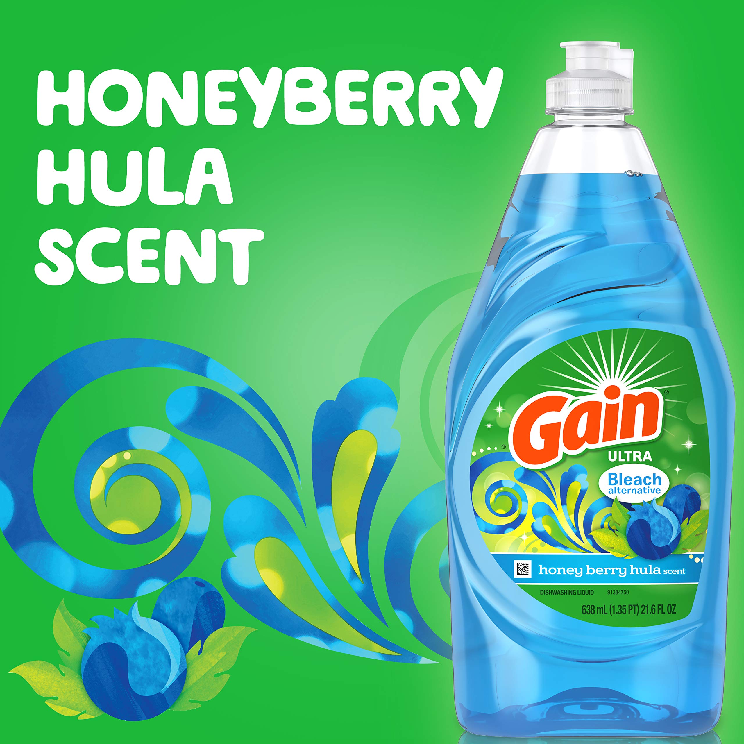 Gain Ultra Bleach Alternative Dishwashing Liquid Dish Soap, Honey Berry Hula Scent - 21.6 Fluid Ounce (Pack of 2)