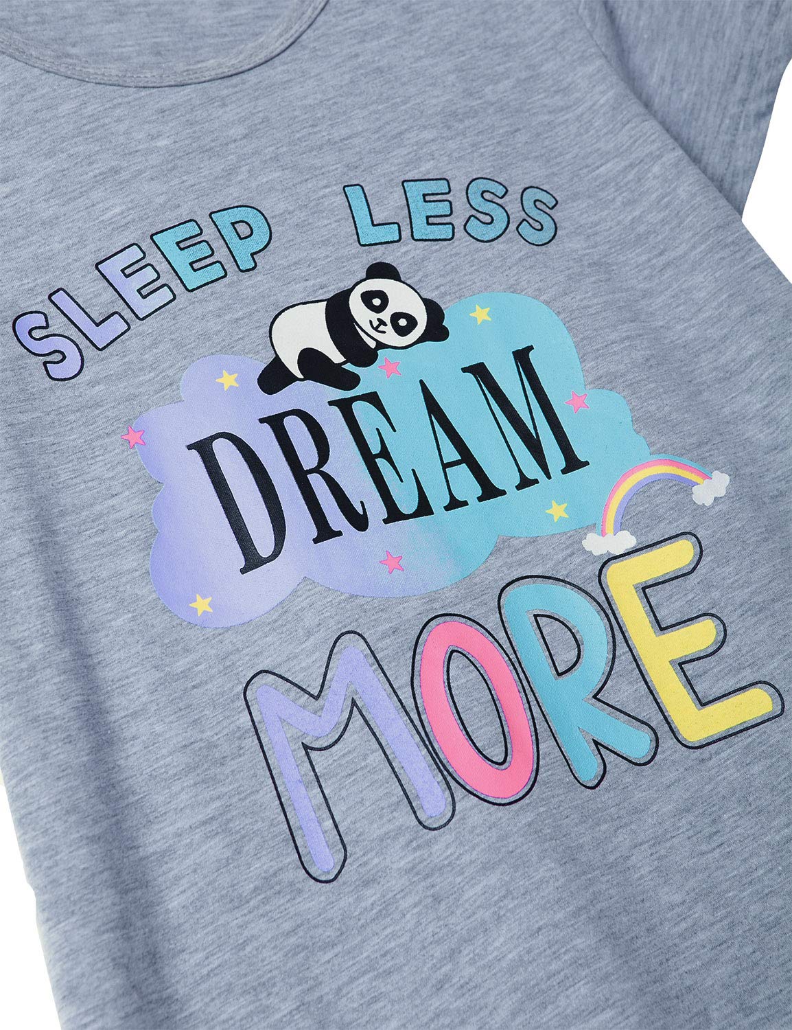 Jashe Panda Pajamas for Girls Size 12 Short Sleeve & Pants Fall PJ Pal Toddler Kids Jammies Set Grey & Purple