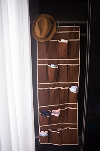 Amelitory Over the Door Shoe Organizer 20 Pockets Hanging Shoe Storage Fabric Coffee