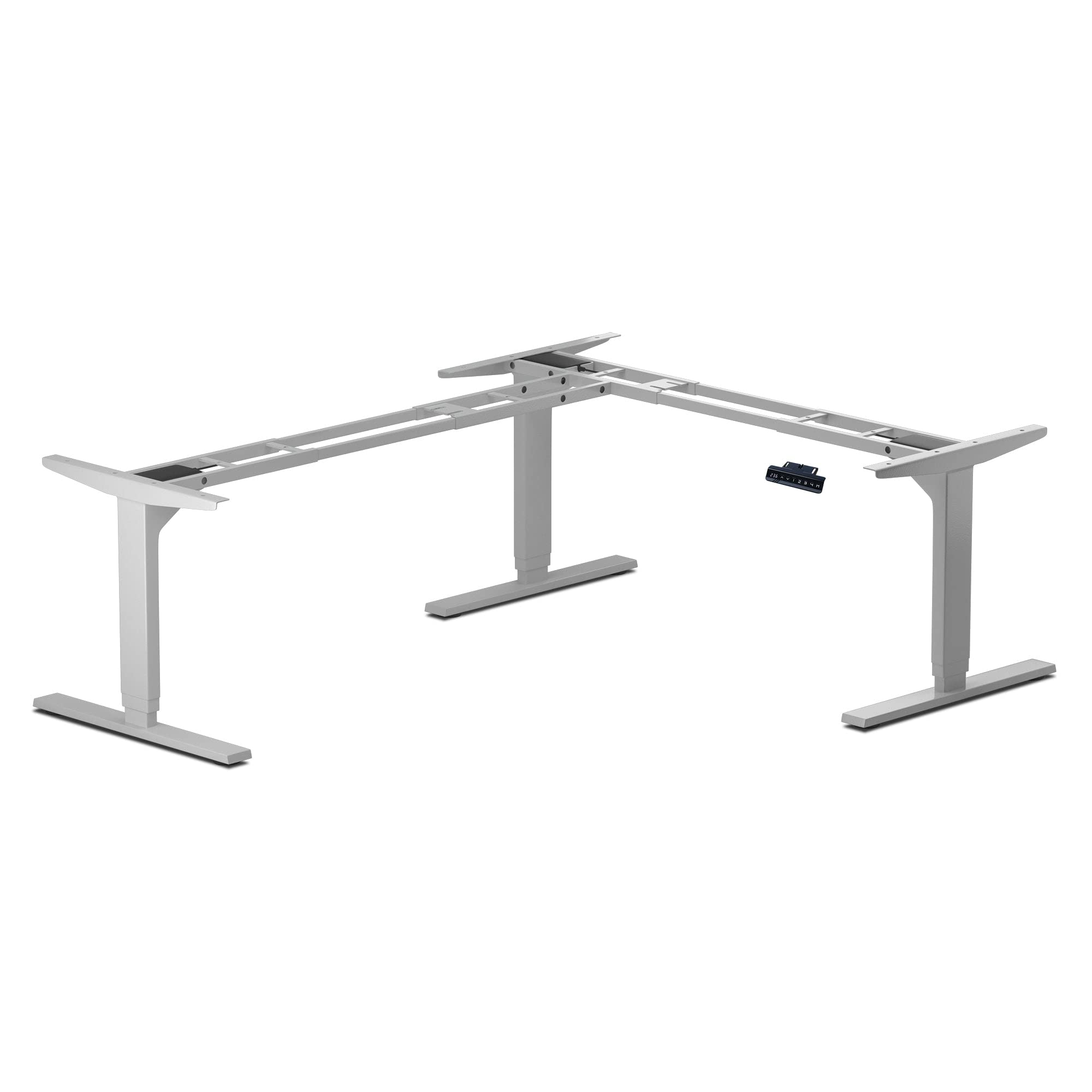 Progressive Automations Standing Desk Corner Frame. Adjustable Height and Width Legs with Triple Electric Motors for Home Office L Shaped Desk FLT-05 White