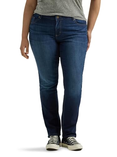 Lee Women's Plus Size Legendary Mid Rise Straight Leg Jean Nightshade 16 Plus Petite