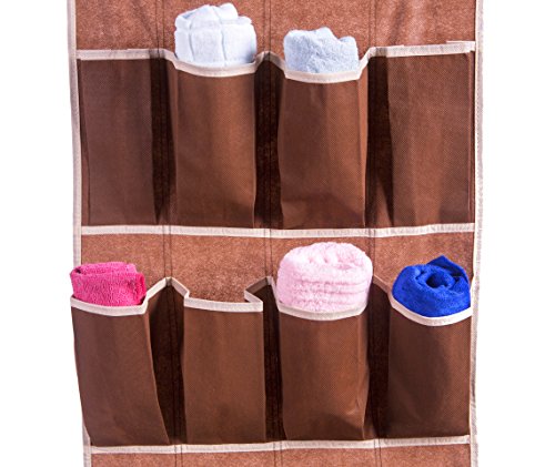 Amelitory Over the Door Shoe Organizer 20 Pockets Hanging Shoe Storage Fabric Coffee