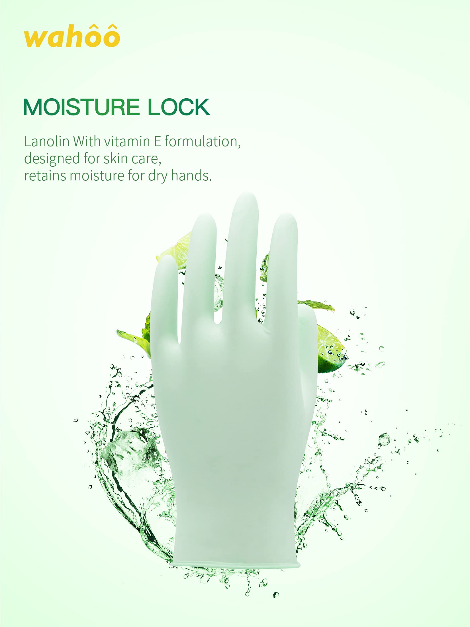 LANON 5 mil Vitamin-E Coated Latex Disposable Gloves, Food-Contact Grade, Fully Textured, Green, Small