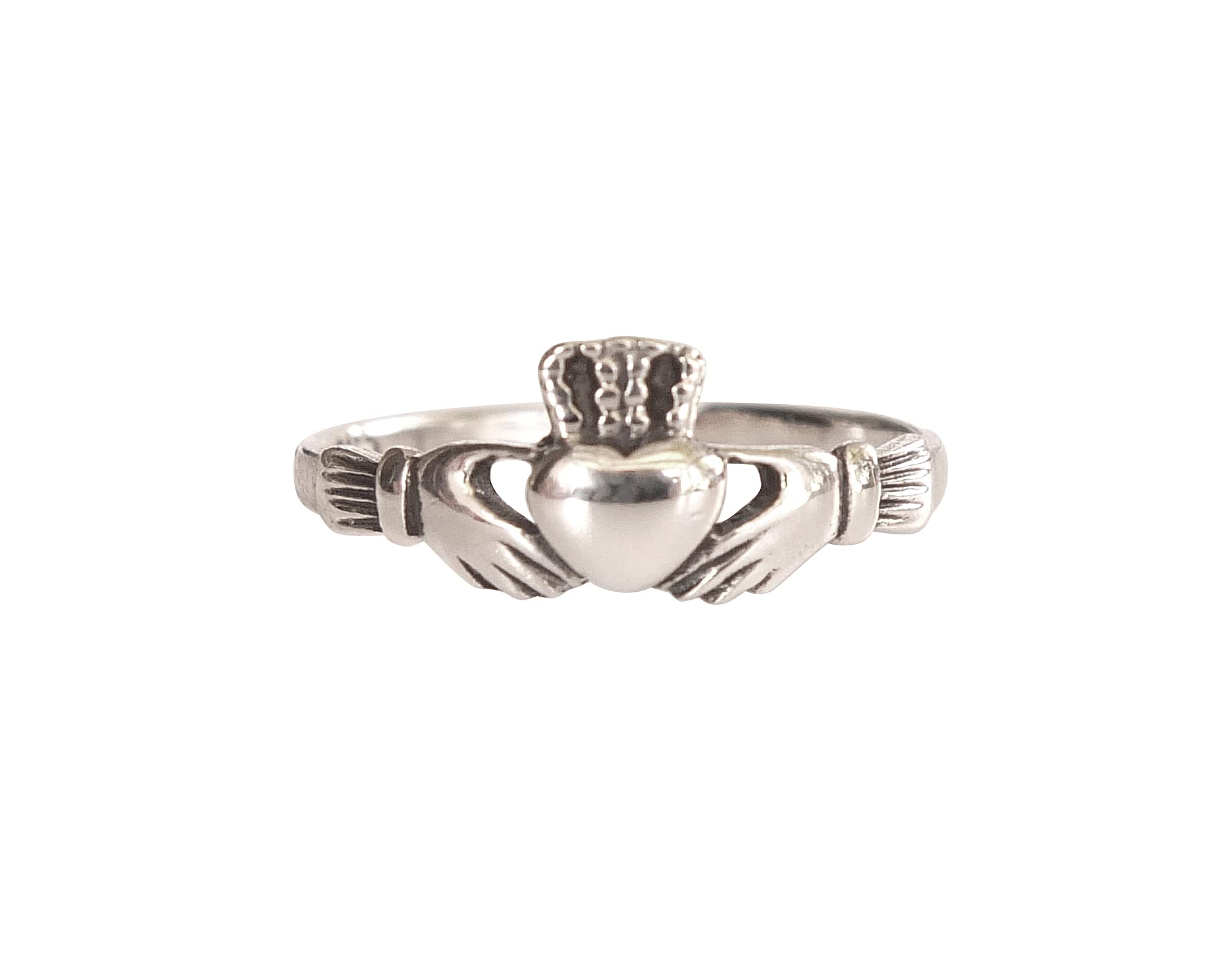 Handmade Silver Irish Claddagh Toe Ring, 925 Sterling Silver, Adjustable, Non Tarnish, Engagement, Crown Heart, Open Toe, Pinky, or Knuckle Rings for Women (Silver-Claddagh (077))
