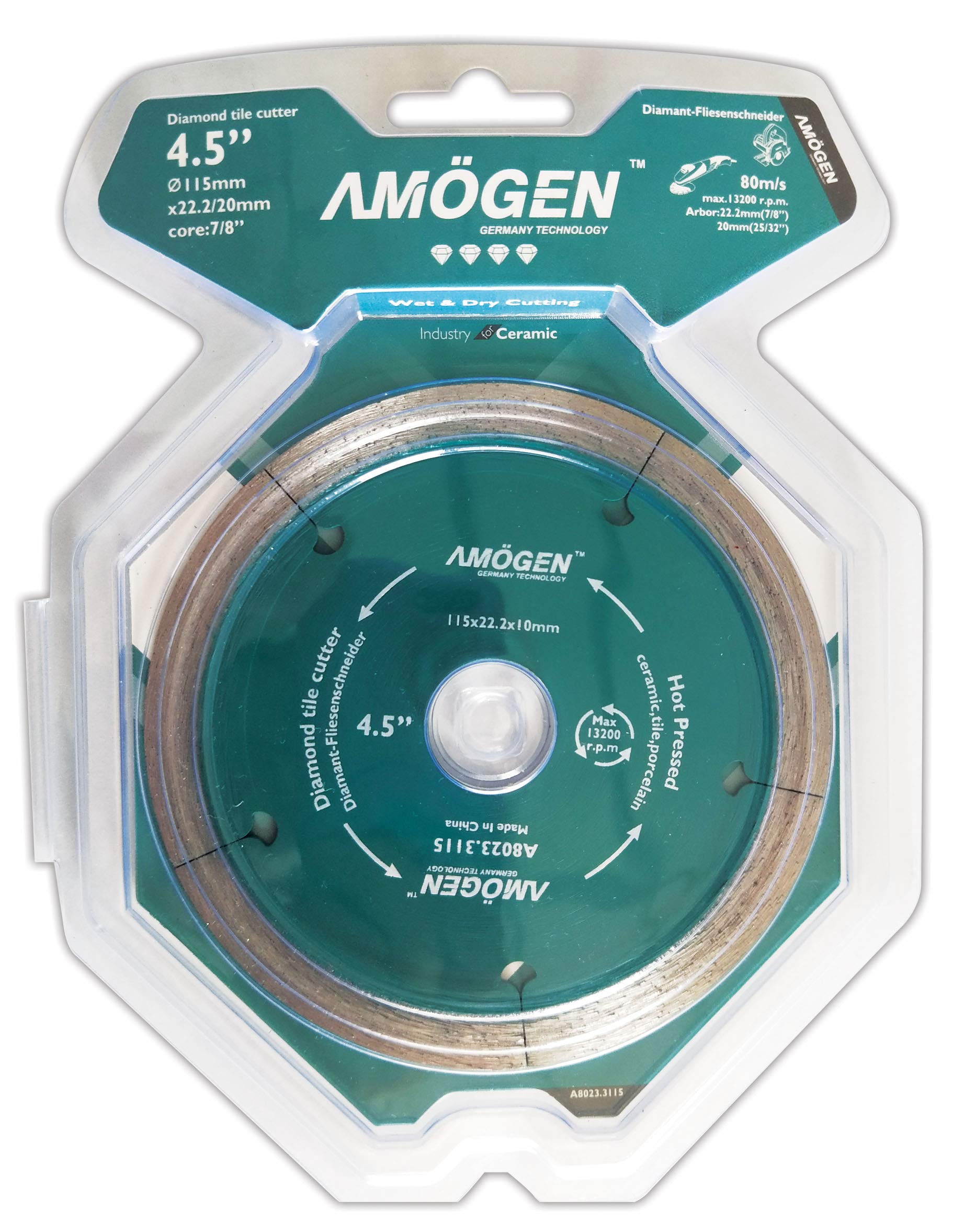 AMÖGEN Ultra-Thin Diamond Tile Cutter ，Arbor fit to Angle Grinders, Circular Saws, Masonry Saws, Tilesaw and Cutoff Cutters