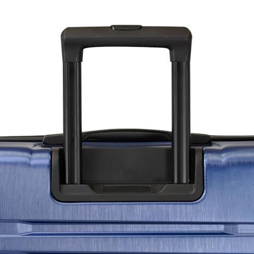 U.S. Traveler Boren Polycarbonate Hardside Rugged Travel Suitcase Luggage with 8 Spinner Wheels, Aluminum Handle, Navy, 3-Piece Set, USB Port in Carry-On